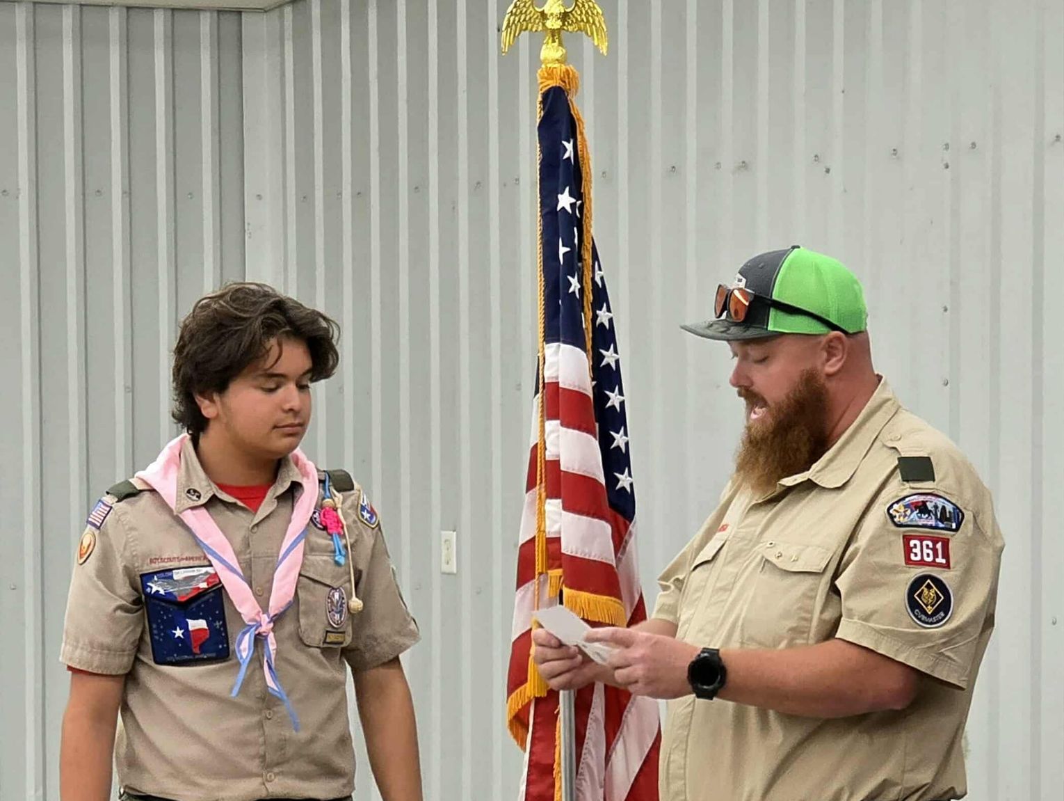 Honoring scouts during ceremony